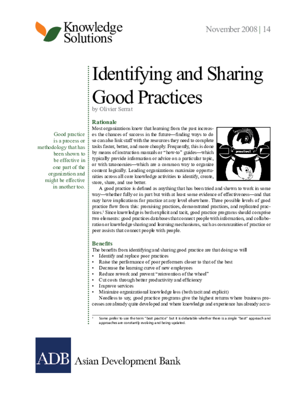 (PDF) Identifying and Sharing Good Practices