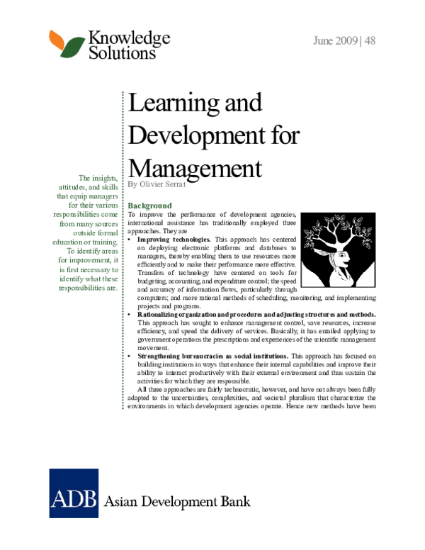 (PDF) Learning and Development for Management