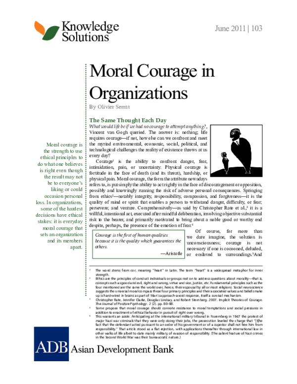 (PDF) Moral Courage in Organizations