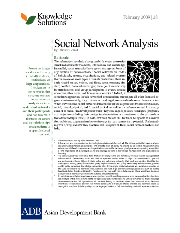 Pdf Social Network Analysis