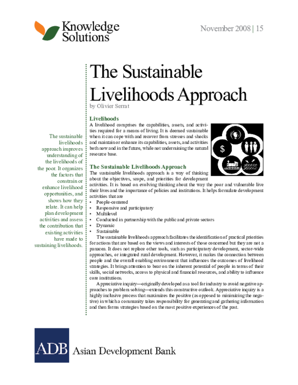 (PDF) The Sustainable Livelihoods Approach