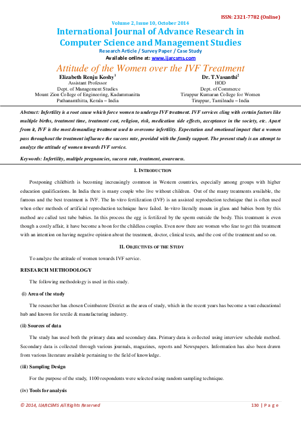 (PDF) Attitude of the Women over the IVF Treatment