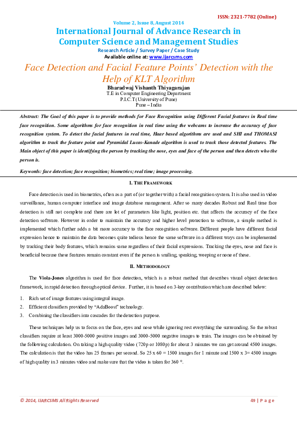 Pdf Face Detection And Facial Feature Points Detection With The Help