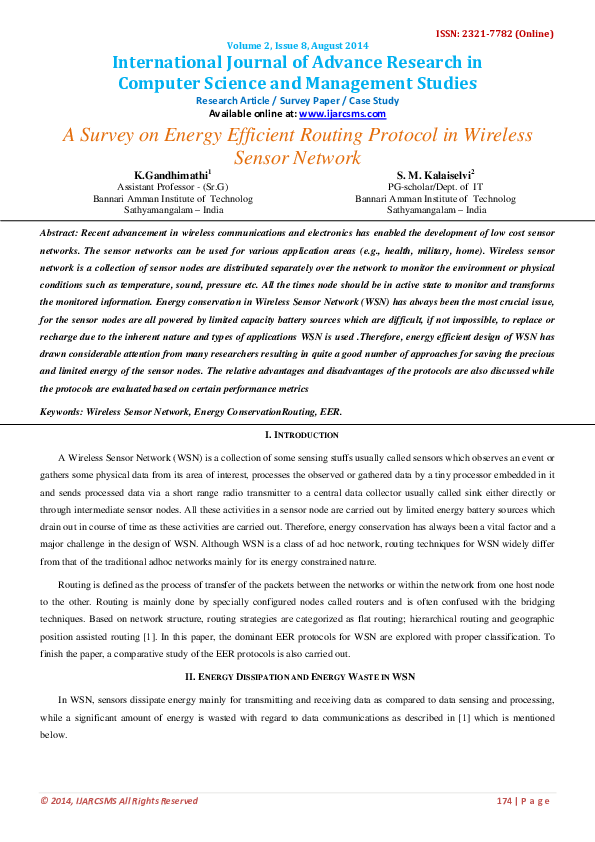 Pdf A Survey On Energy Efficient Routing Protocol In Wireless Sensor Network International