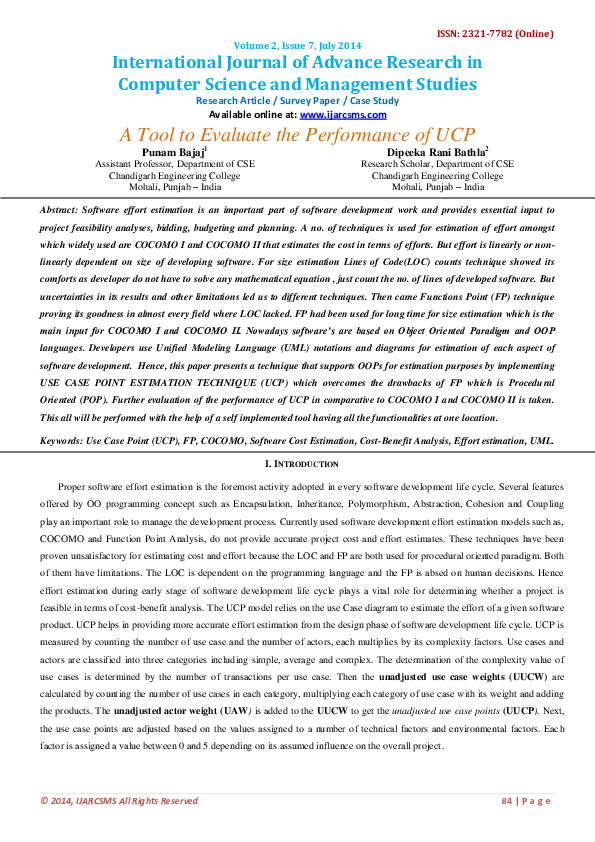 (PDF) A Tool to Evaluate the Performance of UCP