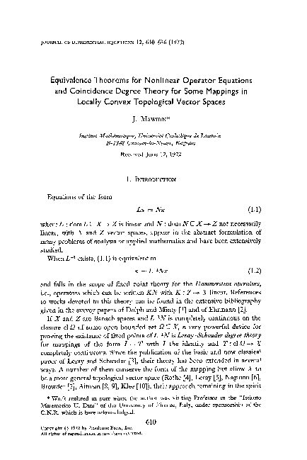 (PDF) Equivalence Theorems for Nonlinear Operator Equations and Coincidence Degree Theory for ...