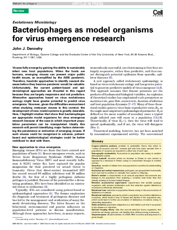 (PDF) Bacteriophages as model organisms for virus emergence research