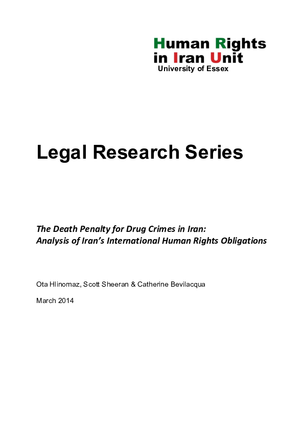 (PDF) Legal Research Series TheDeathPenaltyforDrugCrimesinIran ...