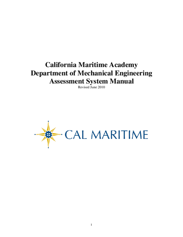 (PDF) California Maritime Academy Department of Mechanical Engineering ...