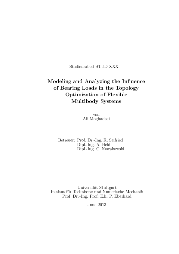 (PDF) Modeling and Analyzing the Influence of Bearing Loads in the Topology Optimization of ...
