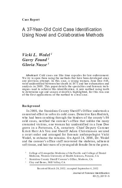 (PDF) A 37-Year-Old Cold Case Identification Using Novel and ...