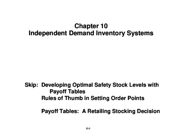 (PDF) Chapter 10 Independent Demand Inventory Systems Skip: Developing ...