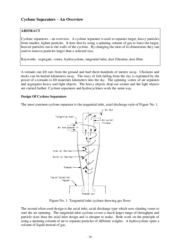 (PDF) Cyclone Separators – An Overview