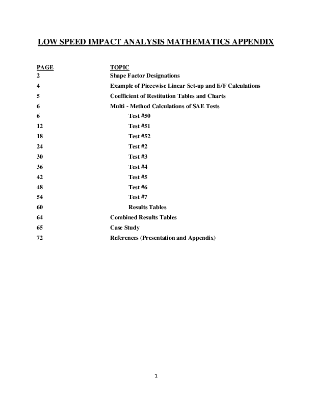 (PDF) Low Speed Impact Analysis Mathematics Appendix