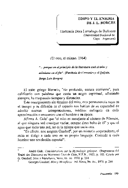 (PDF) Edipo y el enigma. Borges