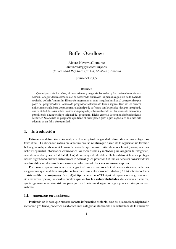 (PDF) Buffer Overflow (PDF) Buffer Overflow