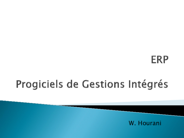 (PDF) ERP Progiciels de Gestions Intégrés