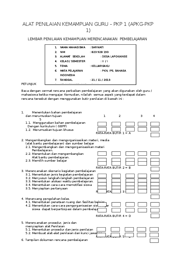 ALAT PENILAIAN KEMAMPUAN GURU – PKP 1 (APKG-PKP 1