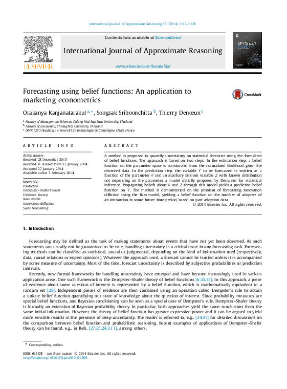 Pdf Forecasting Using Belief Functions An Application To