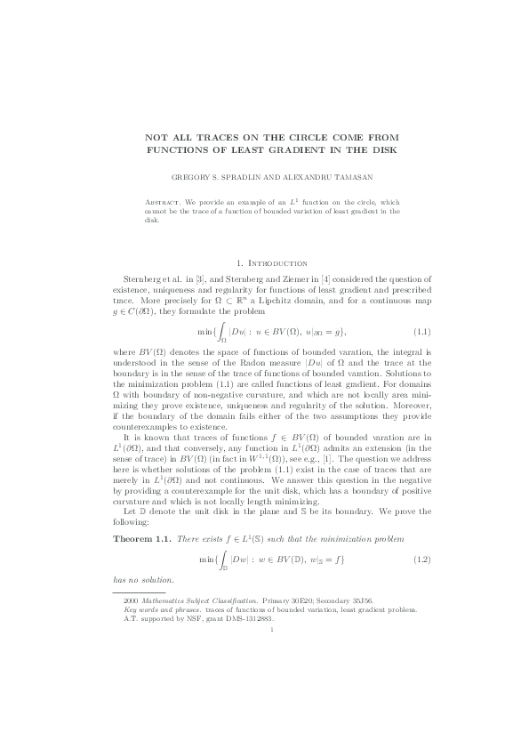 (PDF) NOT ALL TRACES ON THE CIRCLE COME FROM FUNCTIONS OF LEAST GRADIENT IN THE DISK