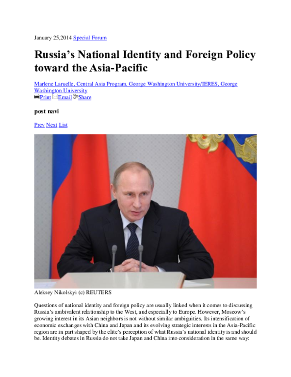 “Russia’s National Identity and Foreign Policy toward the Asia-Pacific ...