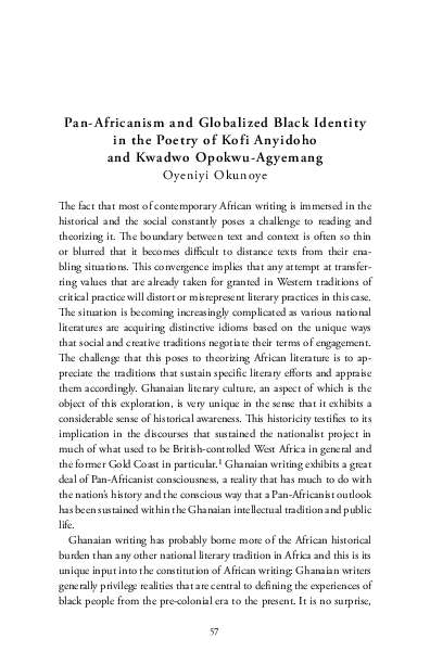 (PDF) Pan-Africanism and Globalized Black Identity in the Poetry of ...