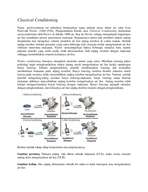 (DOC) Classical Conditioning