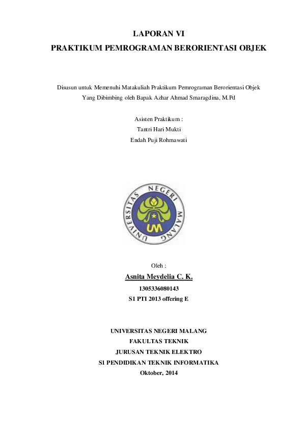 (PDF) Laporan Pemrograman Berorientasi Objek "EXCEPTION HANDLING"