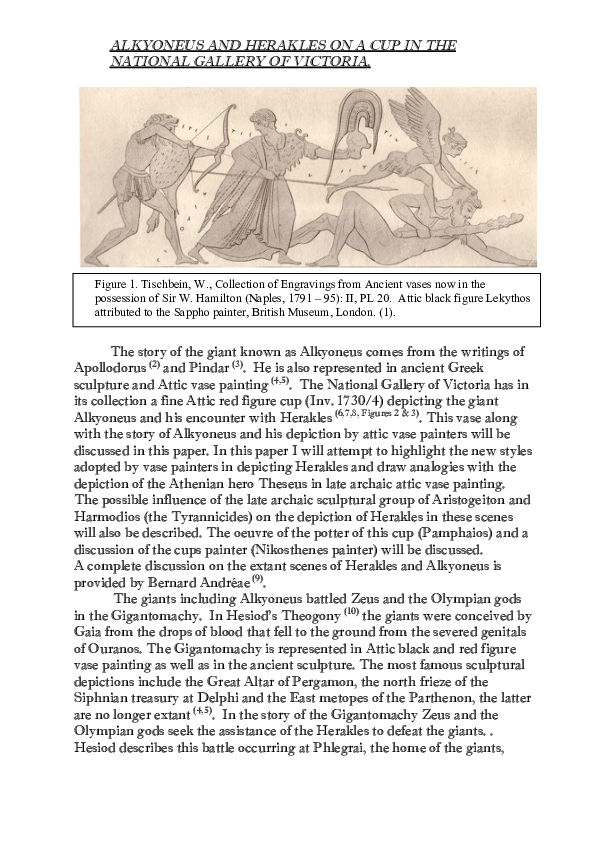 (PDF) ALKYONEUS AND HERAKLES ON A CUP IN THE NATIONAL GALLERY OF VICTORIA