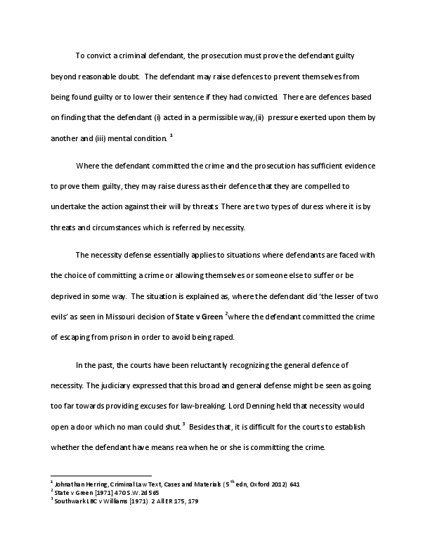 (DOC) Defence of Necessity