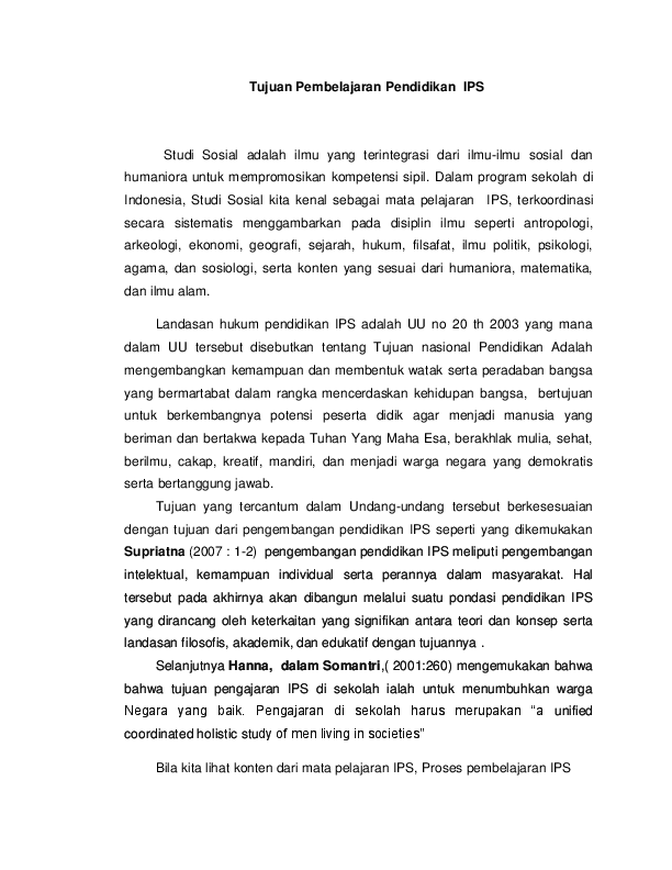 (DOC) Tujuan Pengembangan Pendidikan IPS
