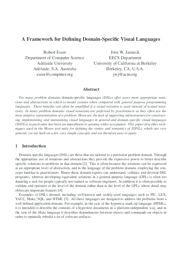 Pdf A Framework For Defining Domain Specific Visual Languages