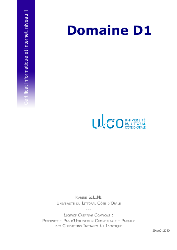 (PDF) Certificat Informatique et Internet, niveau 1 KARINE SILINI ...