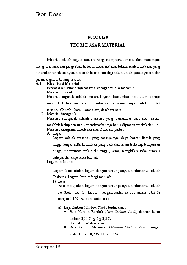 (DOC) 8. TEORI DASAR MATERIAL