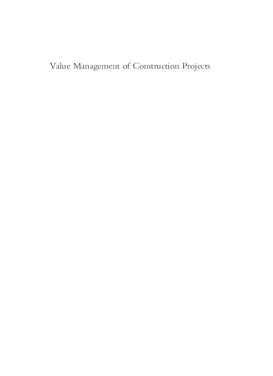 (PDF) Value Management of Construction Projects