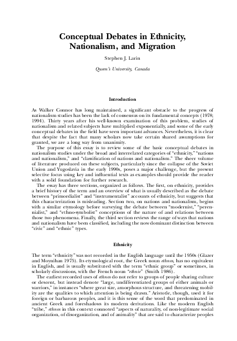 (PDF) Conceptual Debates in Ethnicity, Nationalism, and Migration