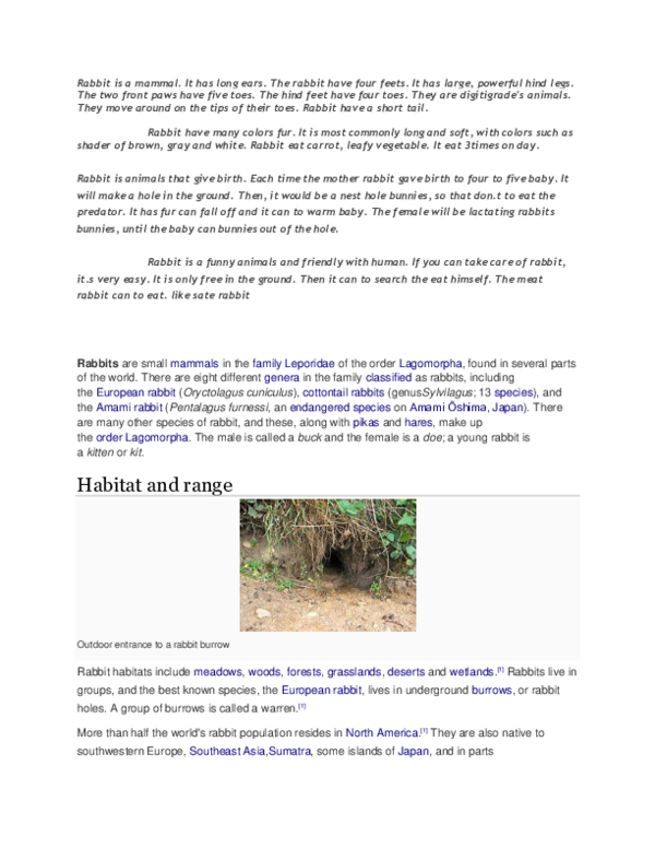 (DOC) Report of rabbits