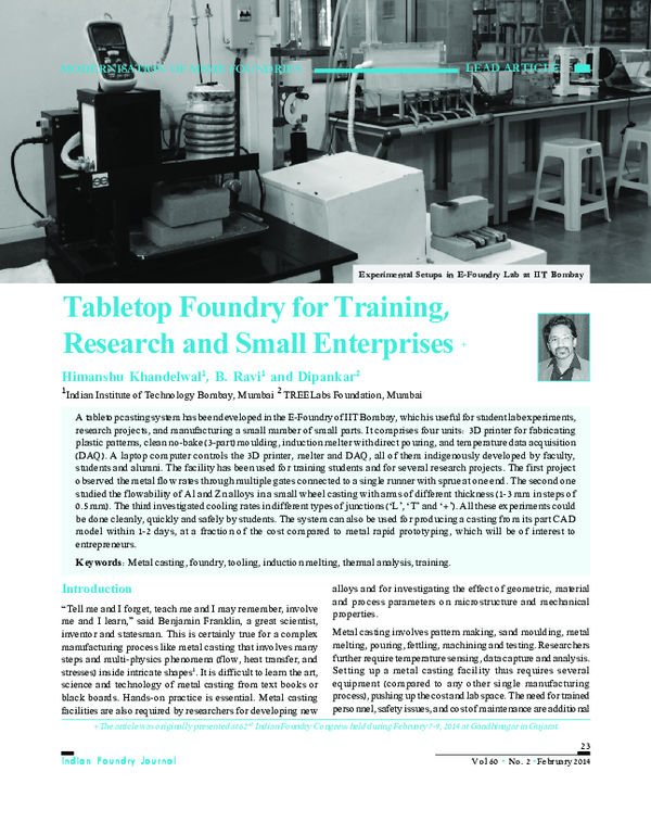 (PDF) Tabletop Foundry for Training, Research and Small Enterprises