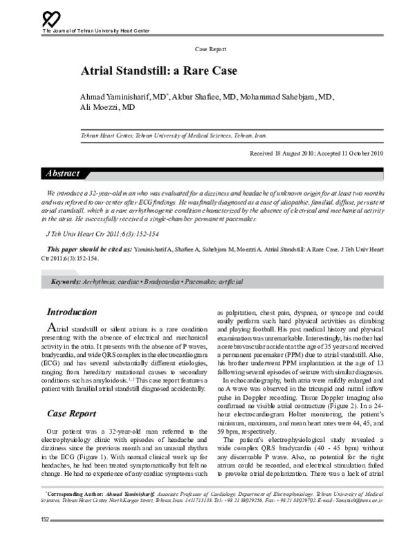 (PDF) Atrial Standstill: a Rare Case