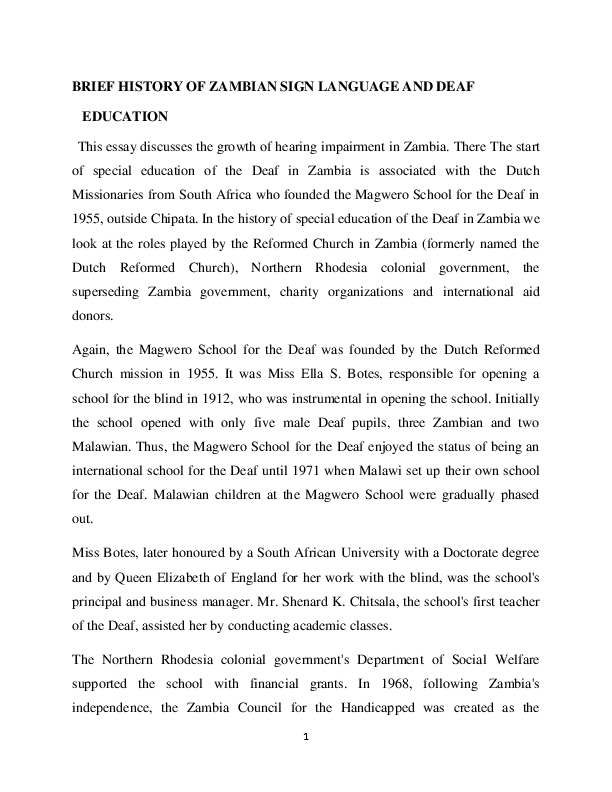 (DOC) Basic Education for Children with Special Needs in Zambia ...