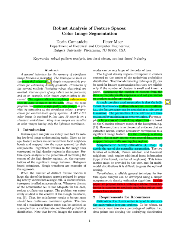 Pdf Robust Analysis Of Feature Spaces Color Image Segmentation