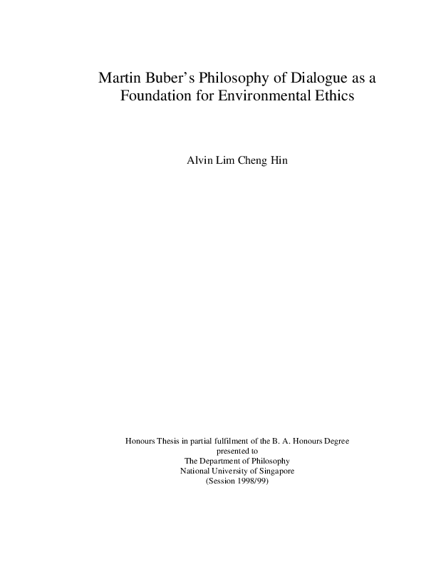 (PDF) Martin Buber’s Philosophy of Dialogue as a Foundation for ...