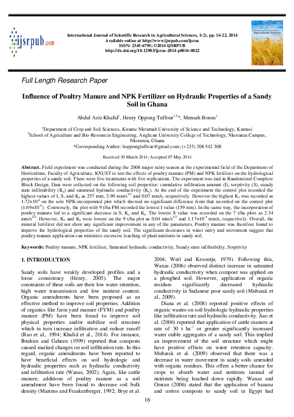 (PDF) Full Length Research Paper Influence of Poultry Manure and NPK ...