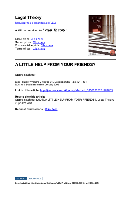 (PDF) A Little Help from Your Friends? | Stephen Schiffer - Academia.edu