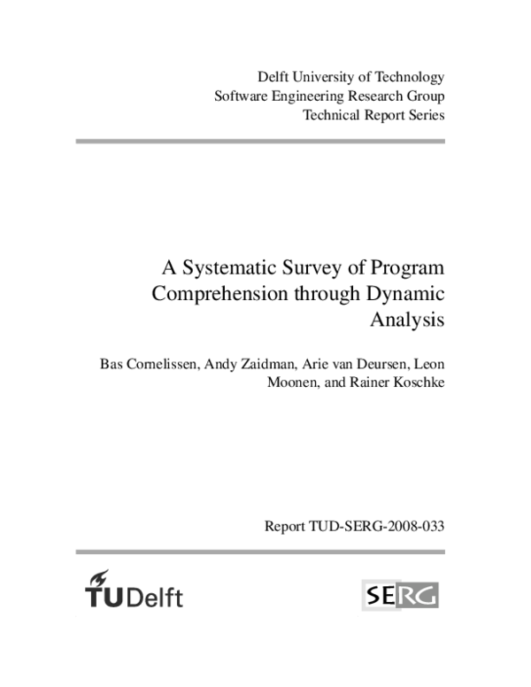 Pdf A Systematic Survey Of Program Comprehension Through Dynamic Analysis