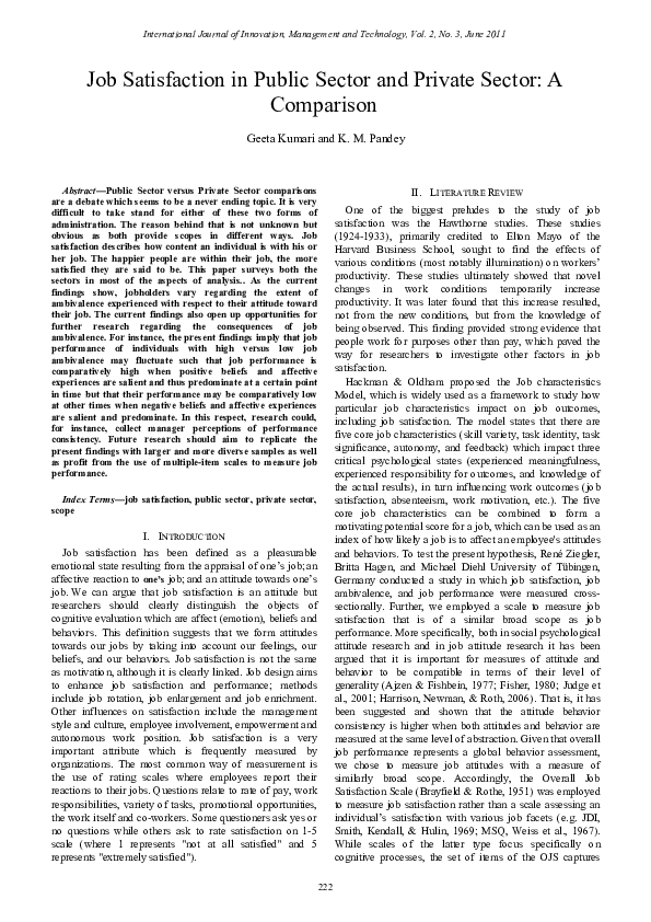(PDF) Abstract—Public Sector versus Private Sector