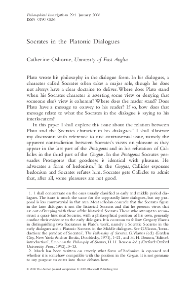 (PDF) Socrates in the platonic dialogues