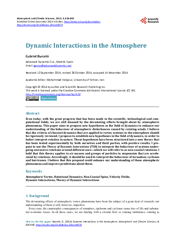 (PDF) Dynamic Interactions in the Atmosphere