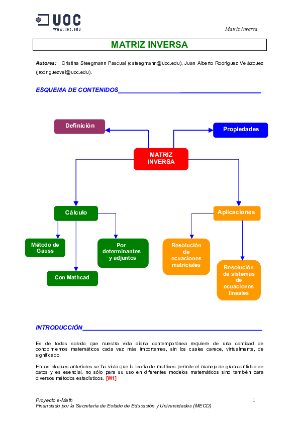 (PDF) Matriz inversa