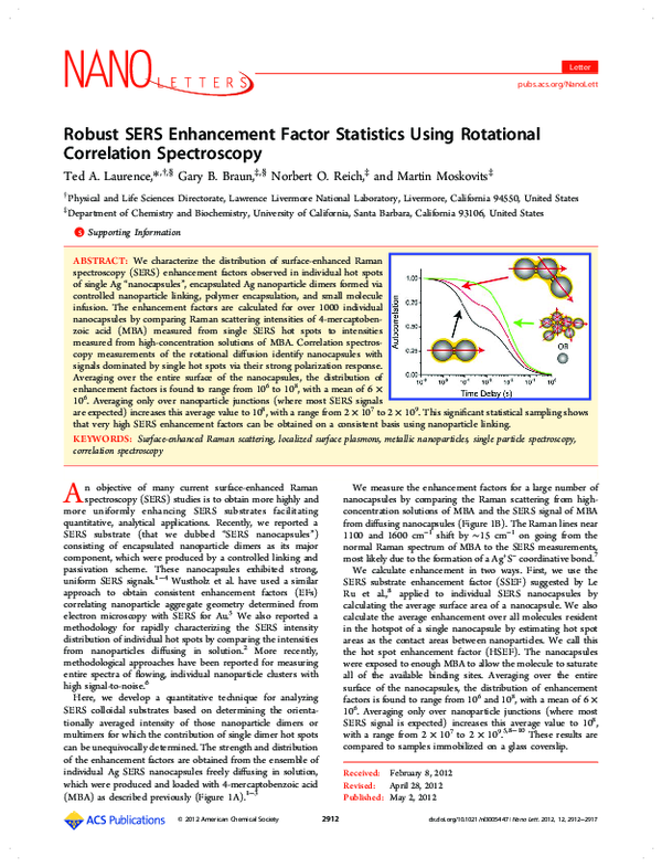 (PDF) Robust SERS enhancement factor statistics using rotational ...
